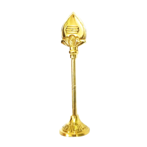 Traditional Lord Murugan Vel with Stand in Brass 15 cm Brass, Gold